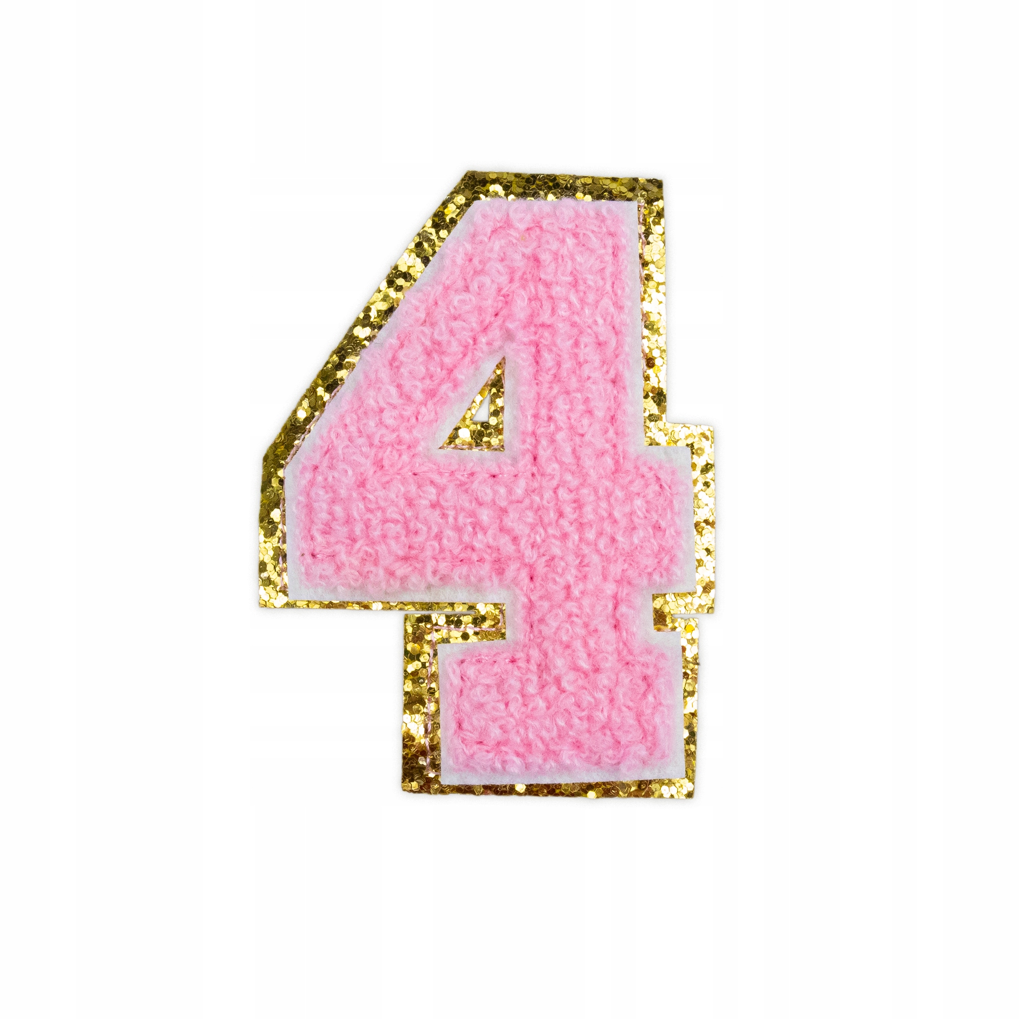 NASZYWKA duża różowa CYFRA 4 cztery brokat czwórka (5908261940040 ...