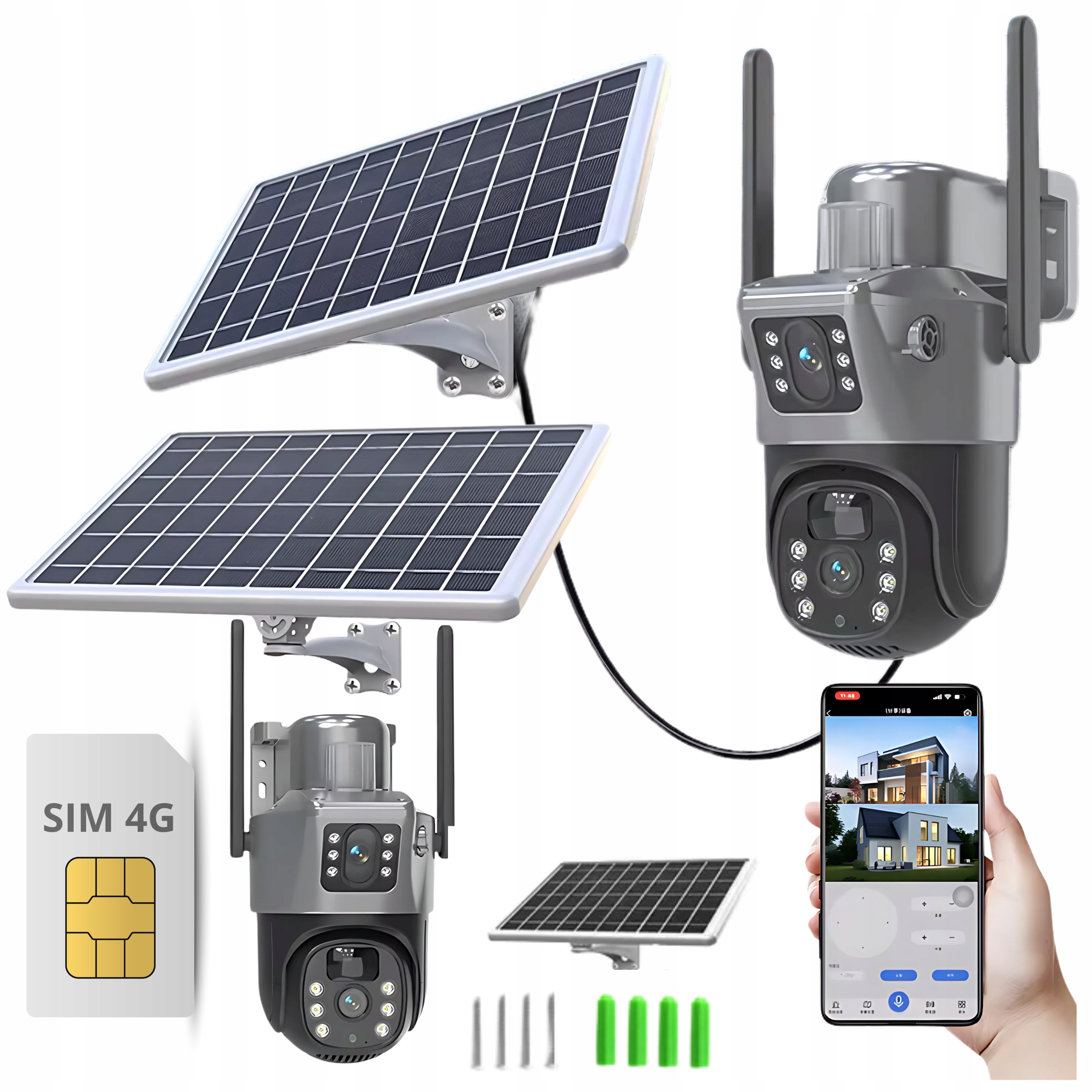 SOLÁRNA KAMERA GSM DUÁLNA 4G IP SMART VONKAJŠIA OTOČNÁ HD 6MP ZOOM SIM - Allegro