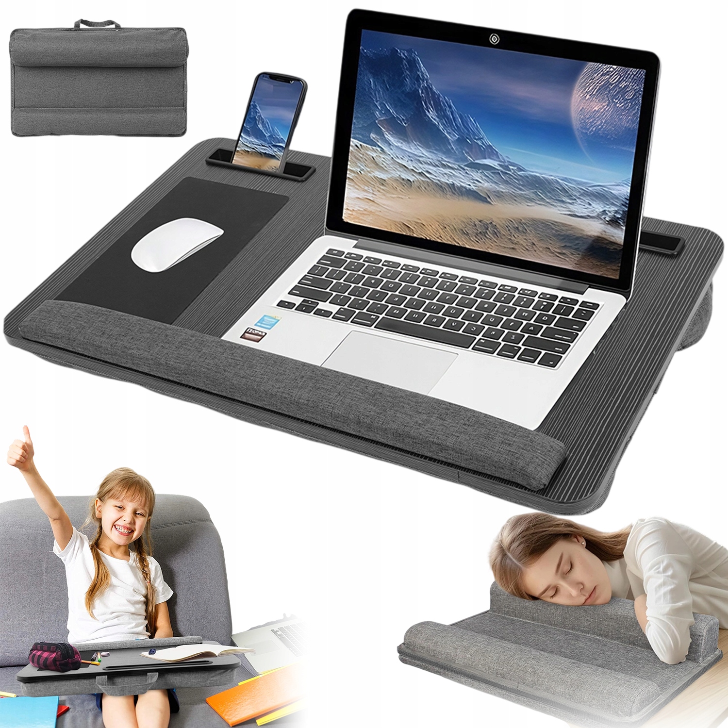 PODSTAVEC NA KOLENA S NASTAVITELNÝM STOLKEM POD NOTEBOOK A RUKOJETÍ PRO ...