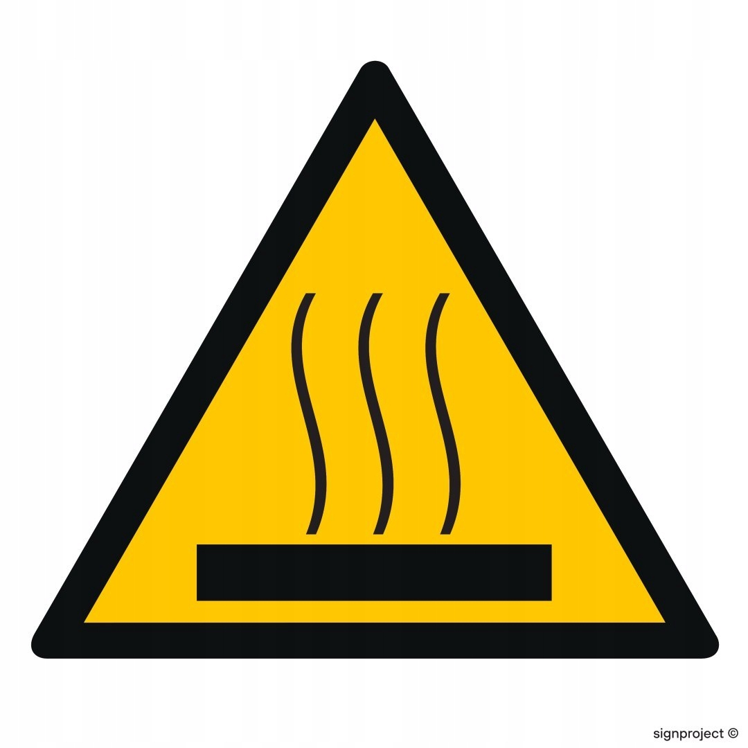 Znak GE004 Gorąca powierzchnia - 12 naklejek, 50x50 mm, Folia ...