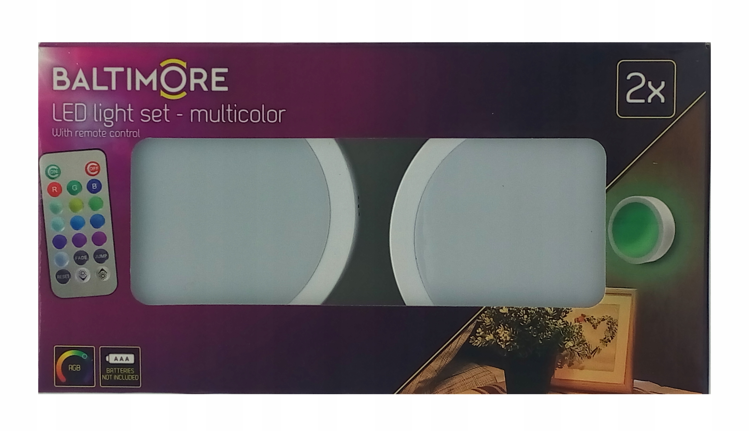 LAMPY BEZPRZEWODOWE WIELOKOLOROWE podszafkowe LED Z PILOTEM BALTIMORE ...