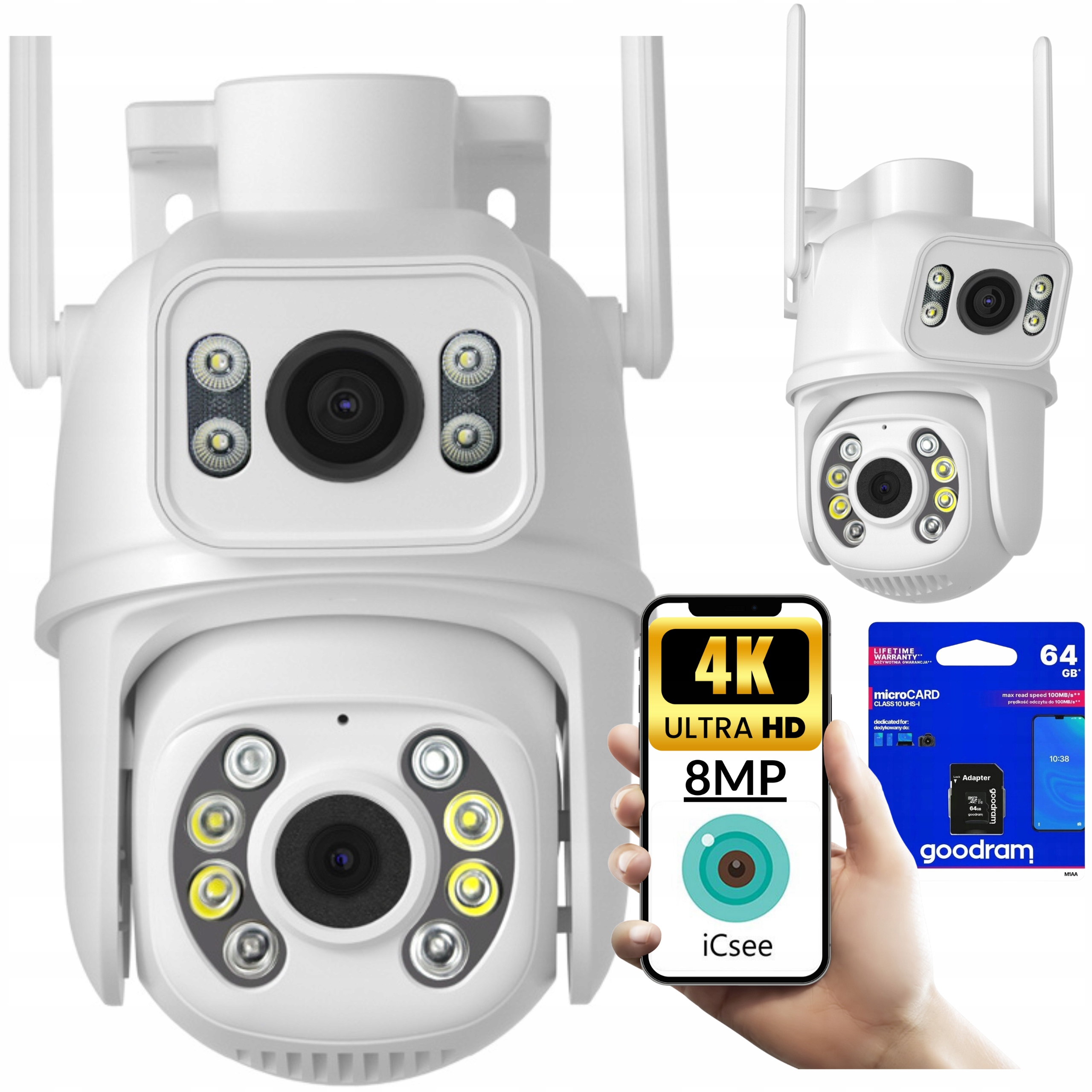 OBROTOWA KAMERA ZEWNĘTRZNA podwójna WIFI ULTRA HD 4xZOOM śledzenie ruchu - Sklep, Opinie, Cena w ...