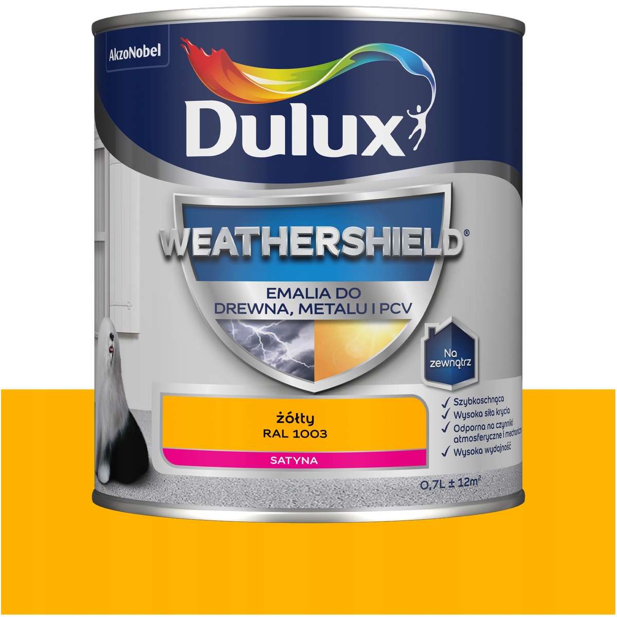 Dulux Weathershield emalia drewna metalu renowacji RAL 1003 ŻÓŁTA 0,7L ...
