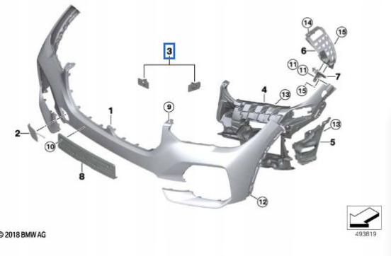 MOCOWANIE KOSZYK CZUJNIKA PDC BMW X5 G05 18- KPL 51119481049 za 214,92 ...