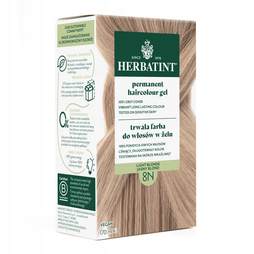 Herbatint Farba 8N jasny blond 170 ml (8016744500081) • Cena, Opinie ...