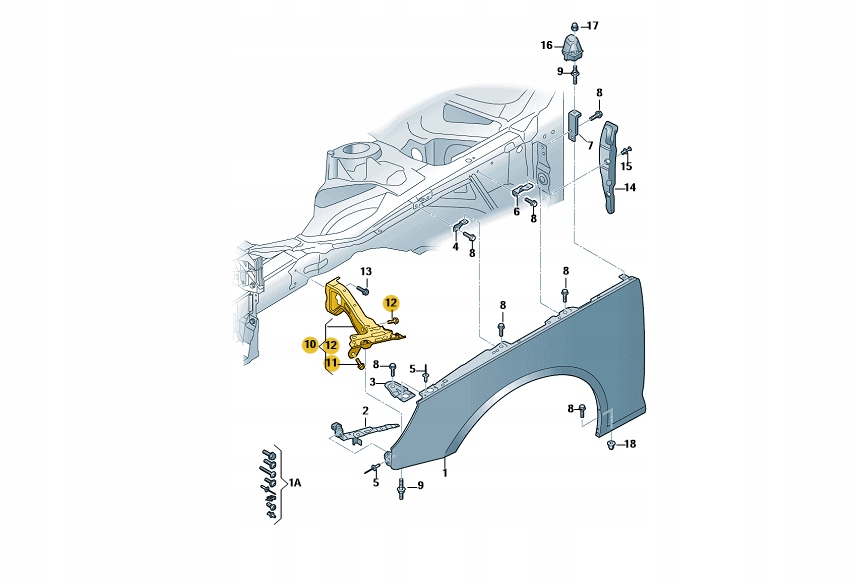 Кронштейн крыла передний левый AUDI A4 B9 8W0821135C купити на Avtoex з ...