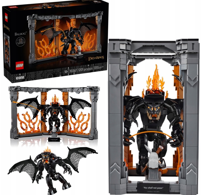 LEGO ICONS WLADCA PIERSCIENI BOOK NOOK Z BALROGIEM PREZENT NA SWIETA ...