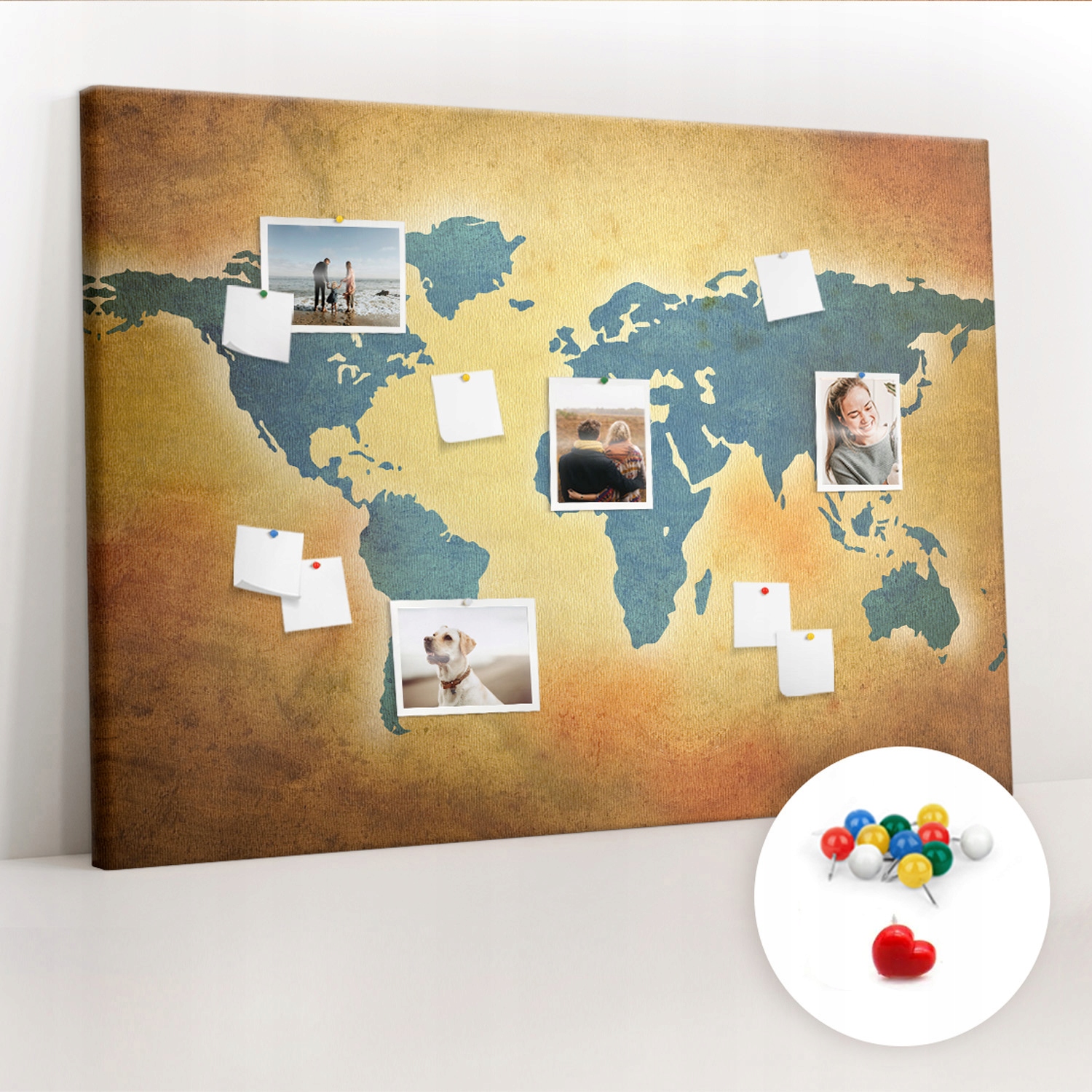 Duża Tablica Korek Z Pinezkami Stara Mapa Świata (4068302555006) • Cena ...