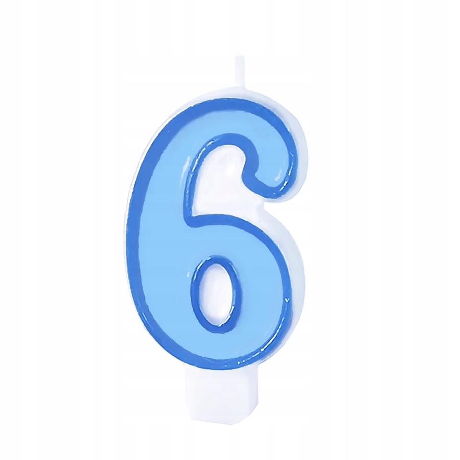 ŚWIECZKA CYFRA 6 SZÓSTKA NIEBIESKA OZDOBA NA TORT (5906329910929 ...