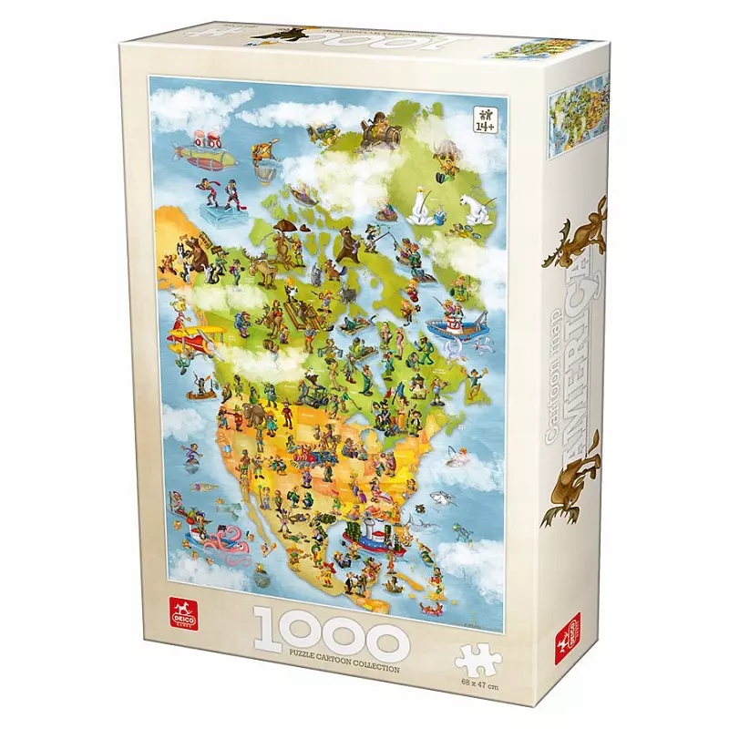 Deico Puzzle Kreslená Mapa Ameriky 1000 Dílků - Nízká cena na Allegro
