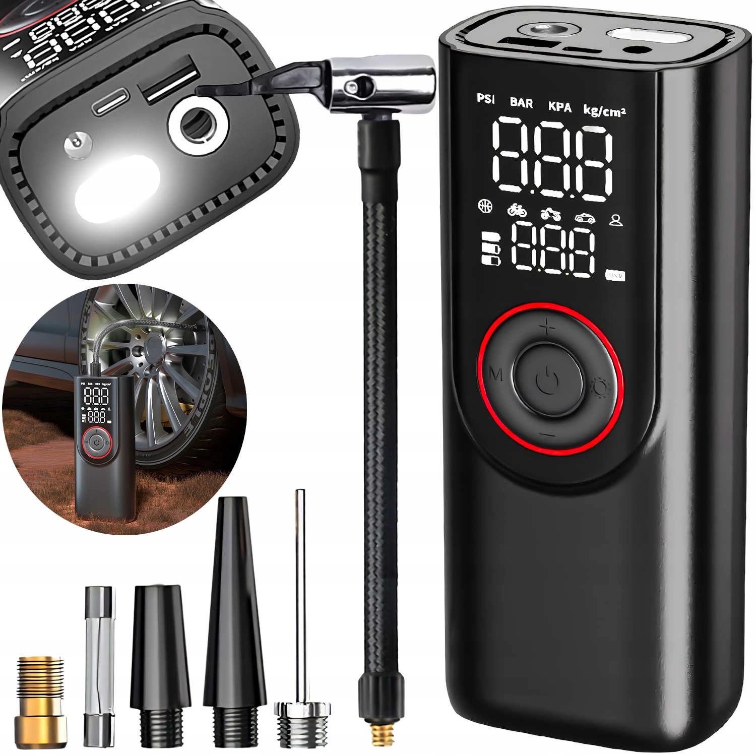 POMPKA ELEKTRYCZNA ROWEROWA KOMPRESOR SAMOCHODOWA BEZPRZEWODOWA DO ...