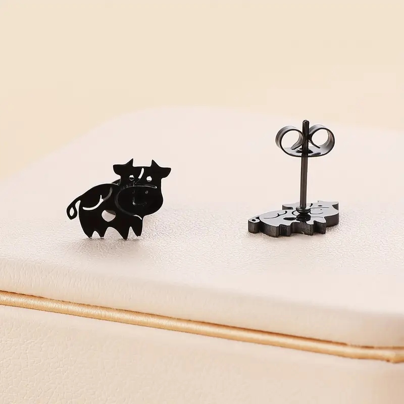 Fekete Bika Fülbevaló Rozsdamentes Acélból, Sebészeti Acél, • Ár ...