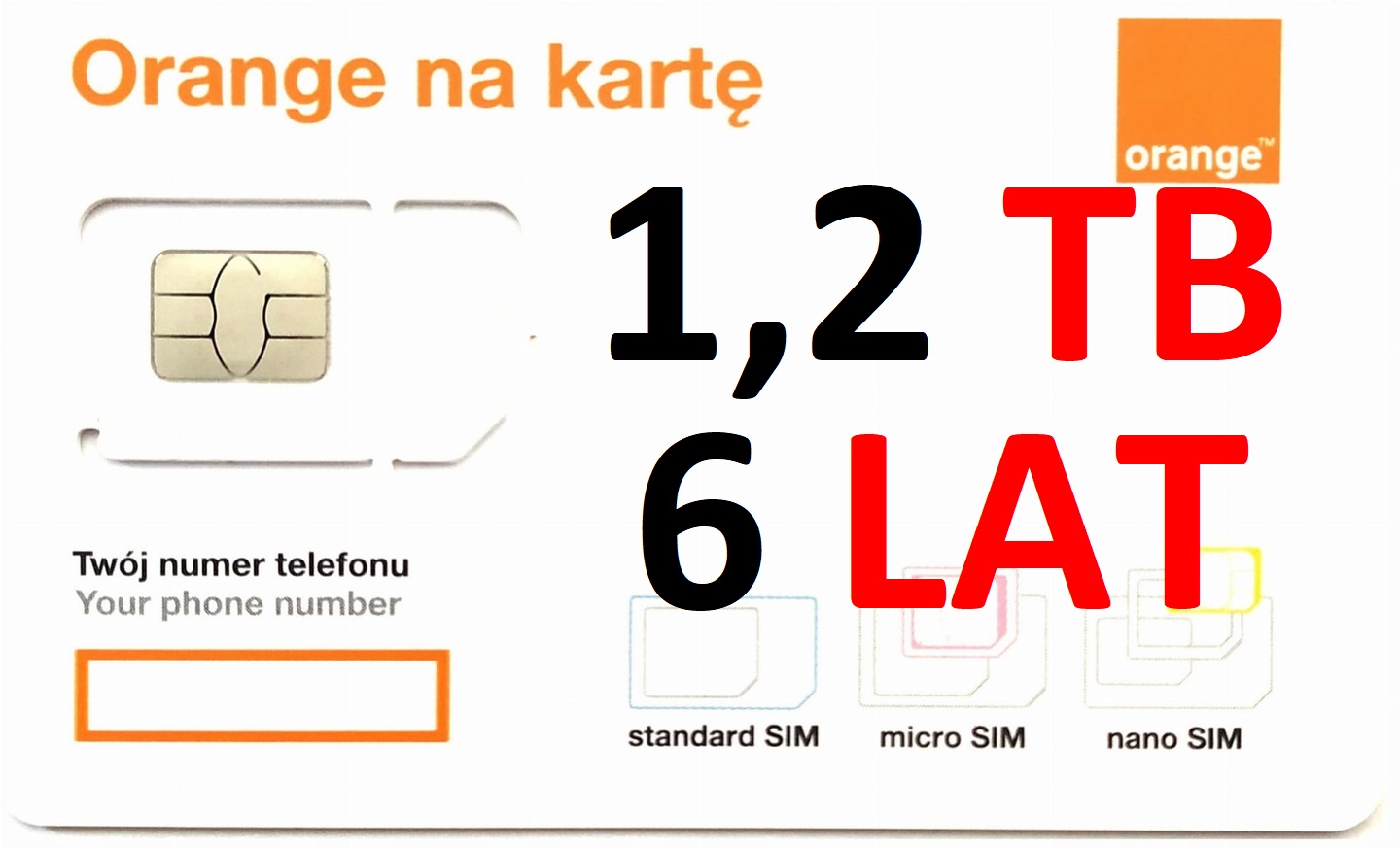 INTERNET NA KARTĘ ORANGE FREE 1200 GB 1,2 TB 6 LAT SIM E-SIM - porównaj ...