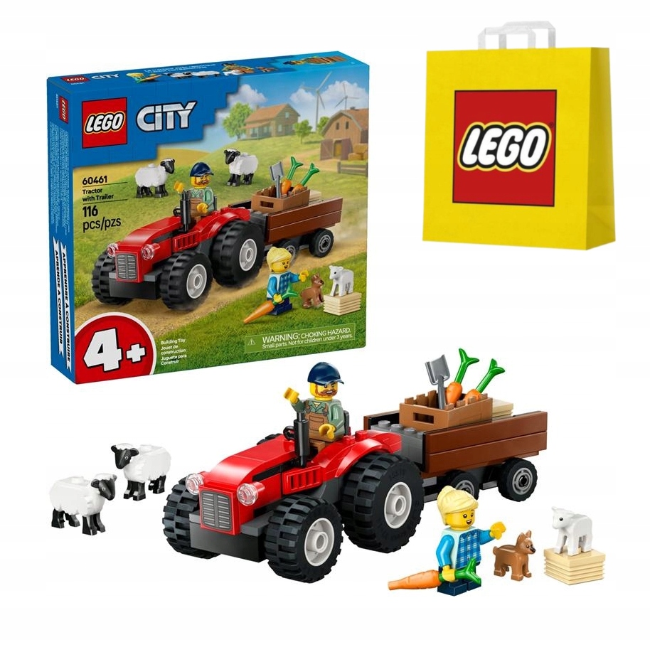 KLOCKI LEGO || CITY 60461 CZERWONY TRAKTOR Z PRZYCZEPĄ I OWCĄ NOWE ...