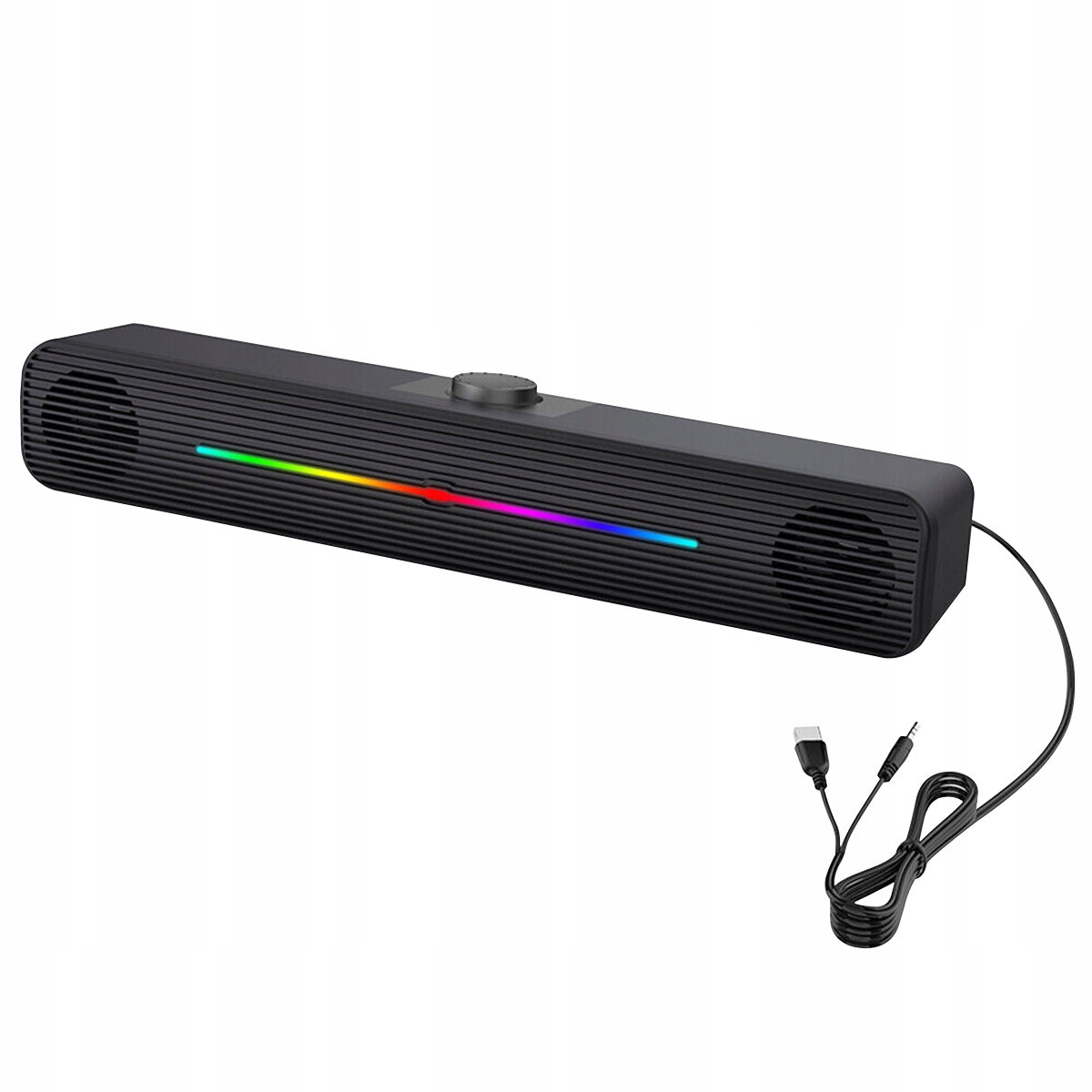 GŁOŚNIK SOUNDBAR GAMINGOWY RGB LED 2.0 MINI JACK 3,5mm AUX USB 5V DC 6W ...