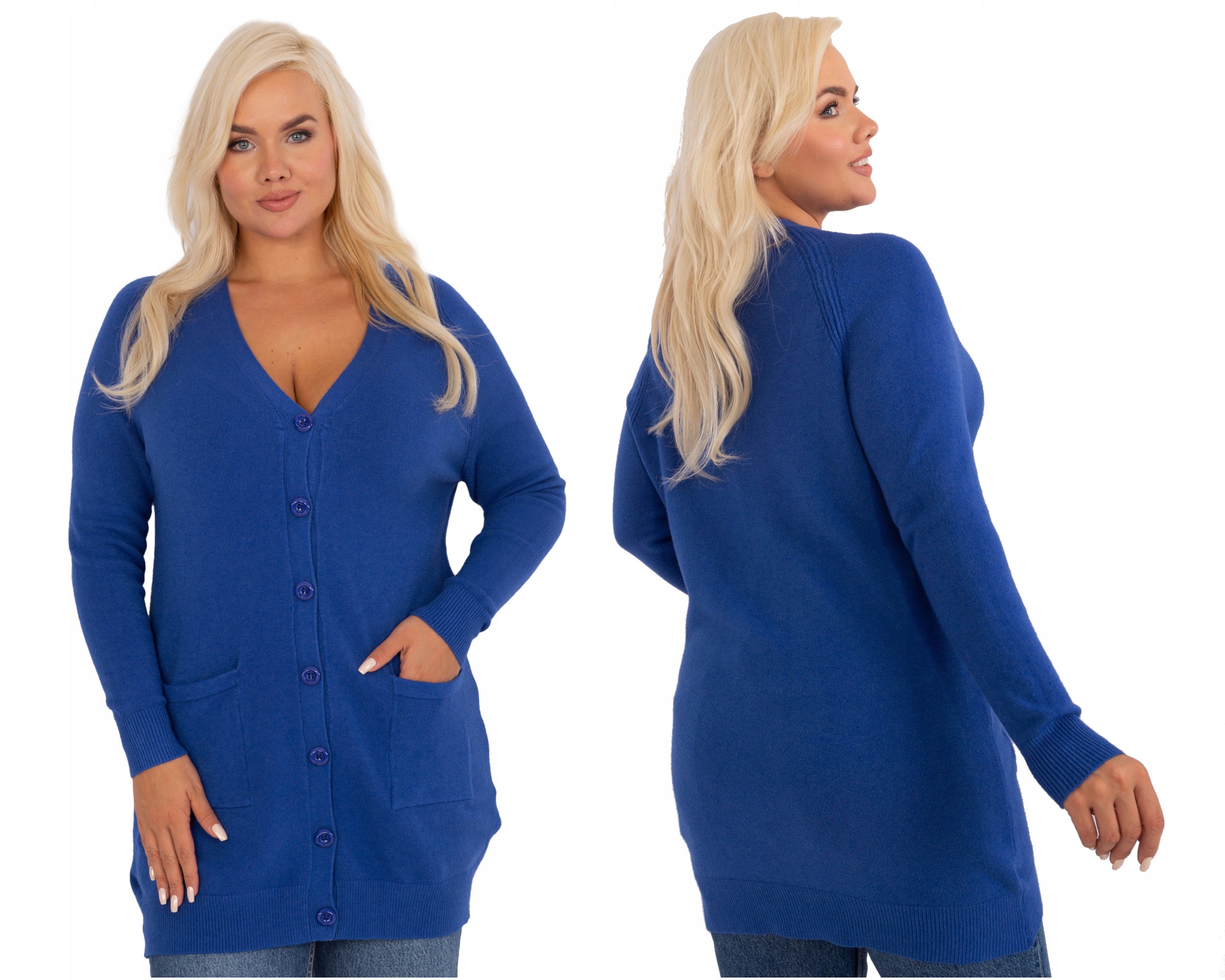 SWETER PLUS SIZE KARDIGAN DAMSKI ROZPINANY • Cena, Opinie • Swetry ...