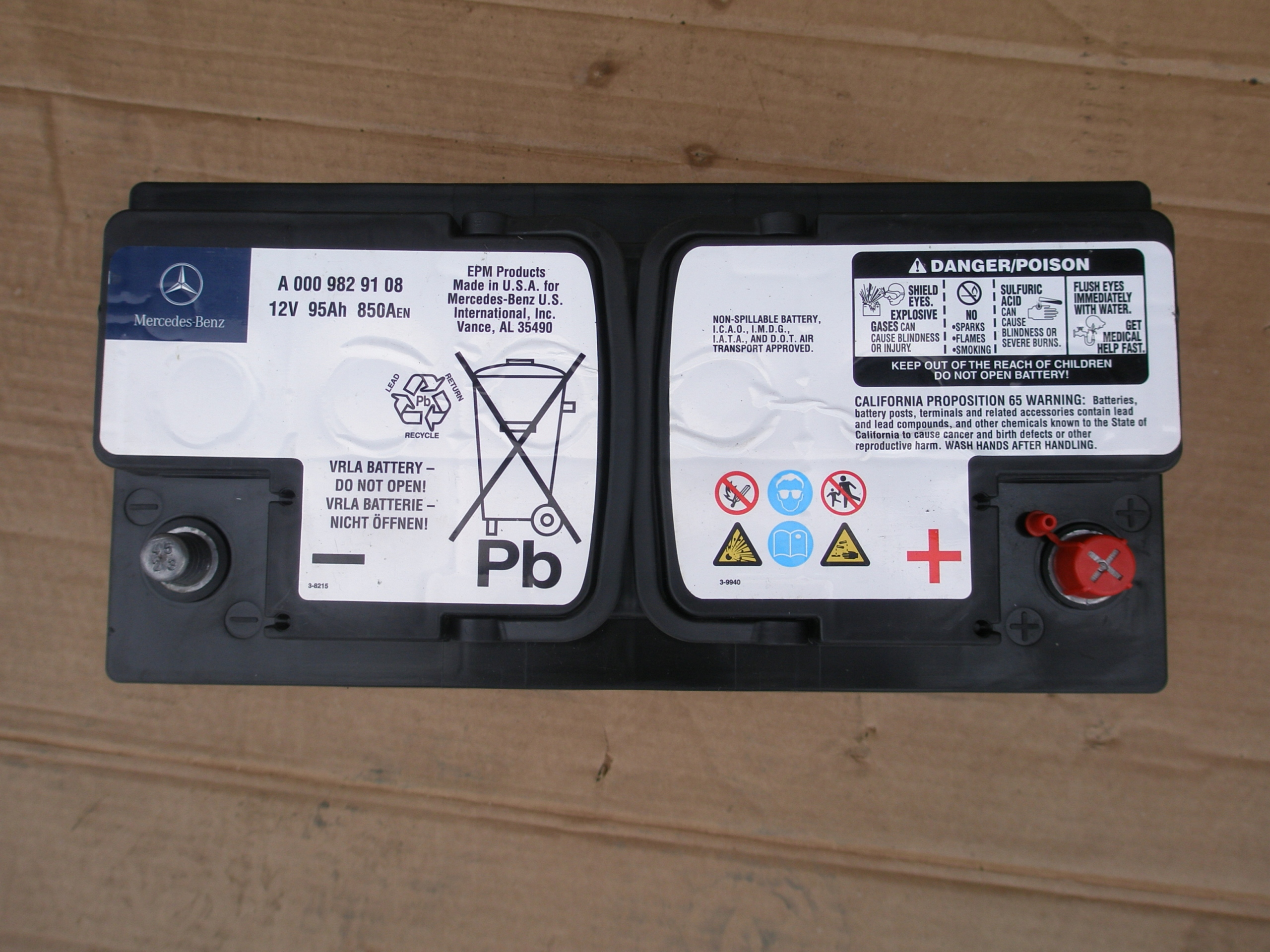 Akumulator żelowy Made In USA 12V 95Ah 850A Oryginał Mercedes Bateria ...