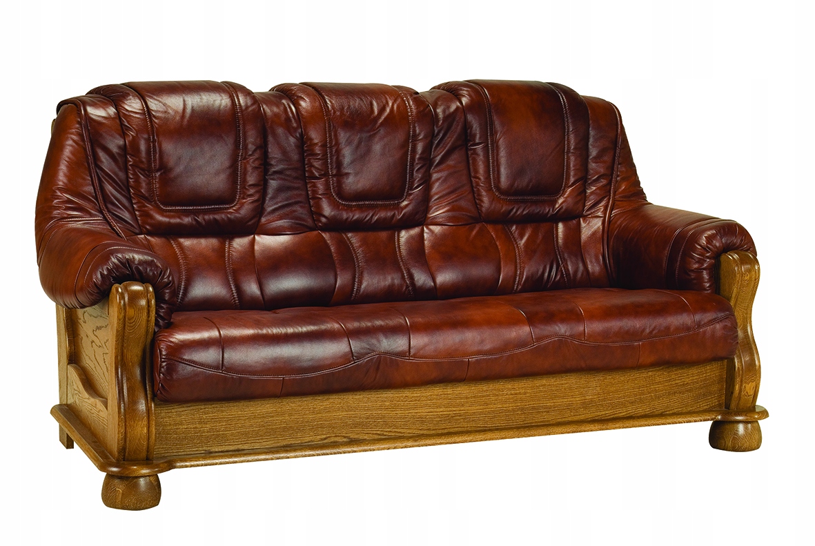 Sofa 3 osobowa Roma, DĄB + SKÓRA, 52 KOLORY • Cena, Opinie • Kanapy ...