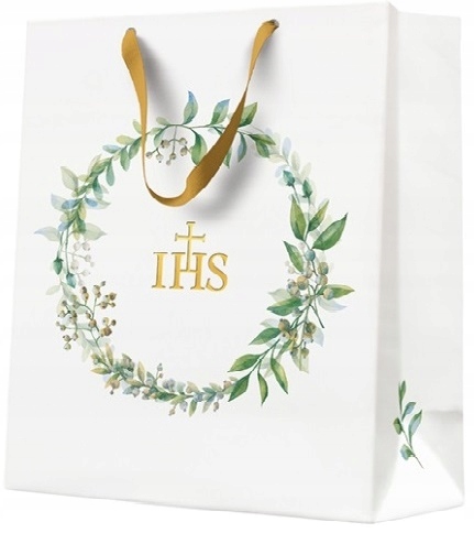 Torebka na Prezenty Torba Prezentowa Komunia Święta IHS Listki 17x17x6cm - porównaj ceny ...