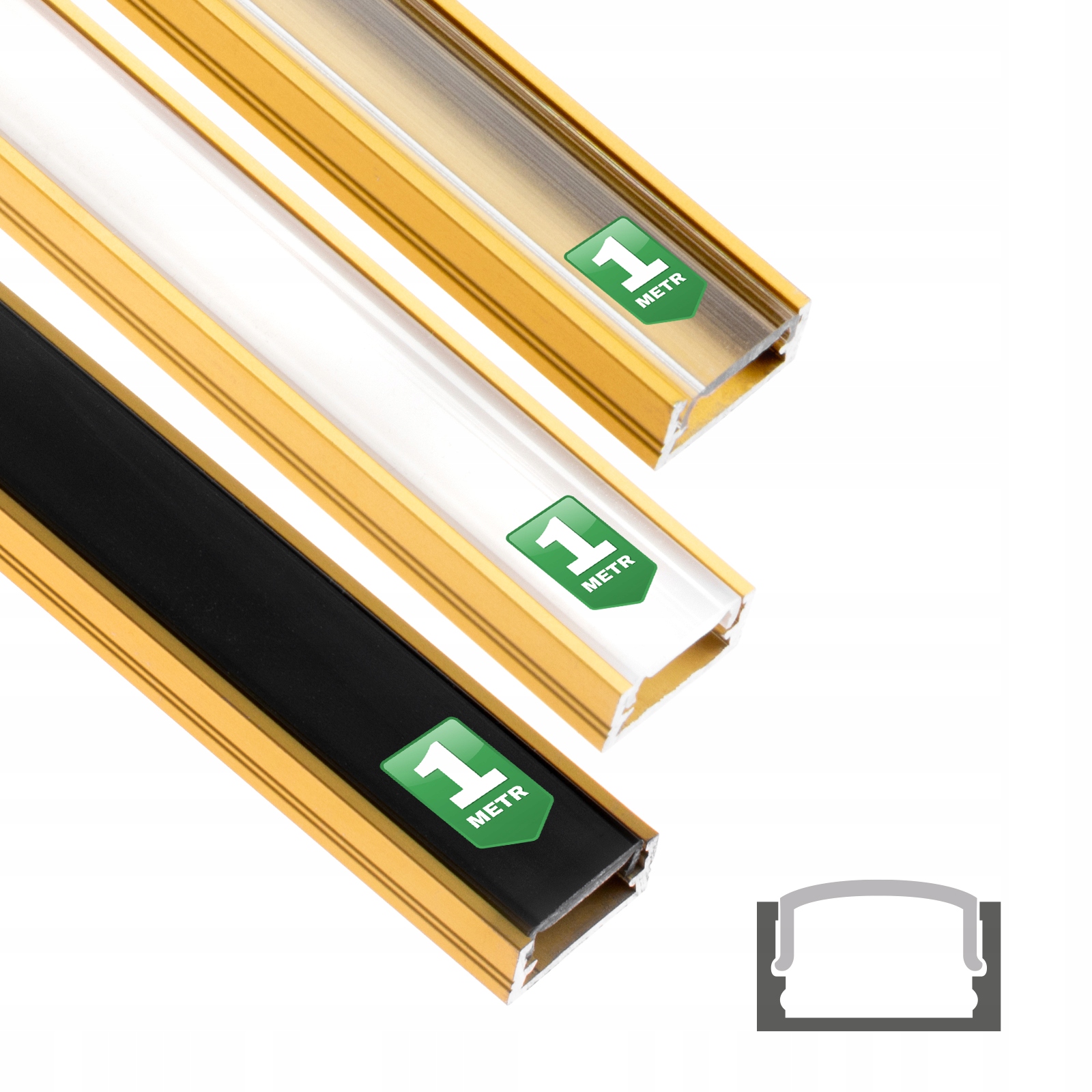 Profil Aluminiowy do Taśm LED NATYNKOWY ZŁOTY 1m (733056 nakładany ...