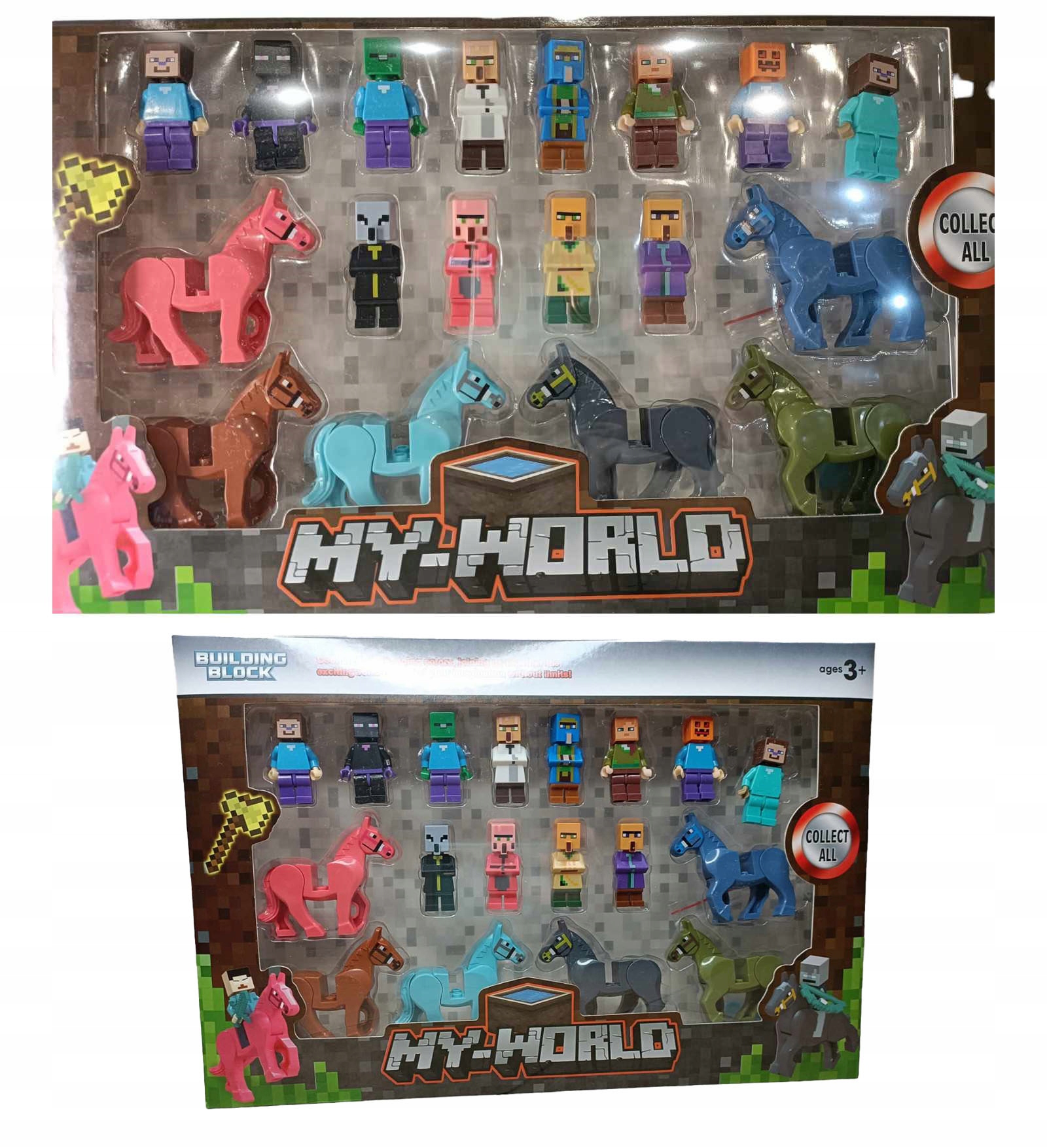 MINECRAFT ZESTAW 12 FIGURKI KLOCKI LUDZIKI 6 SZTUK FIGUREK KONIE KONIKI ...