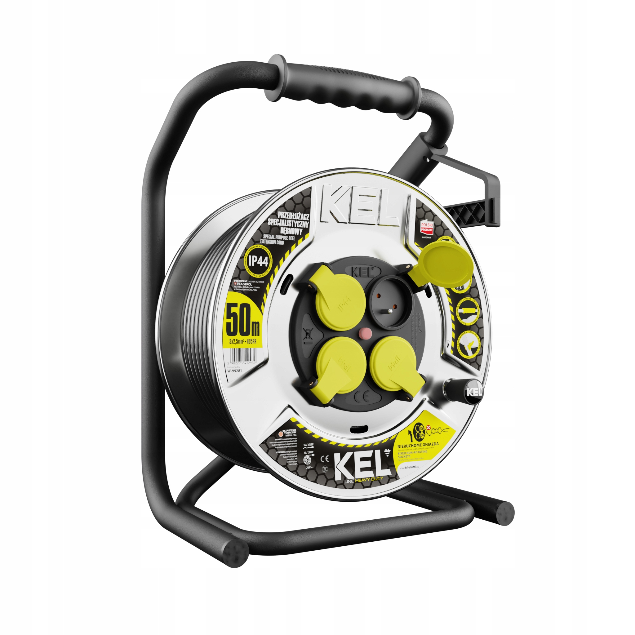PRZEDŁUŻACZ BĘBNOWY 50m 3X2,5mm KEL W-99281 POLSKI PRAWDZIWA MIĘKKA ...
