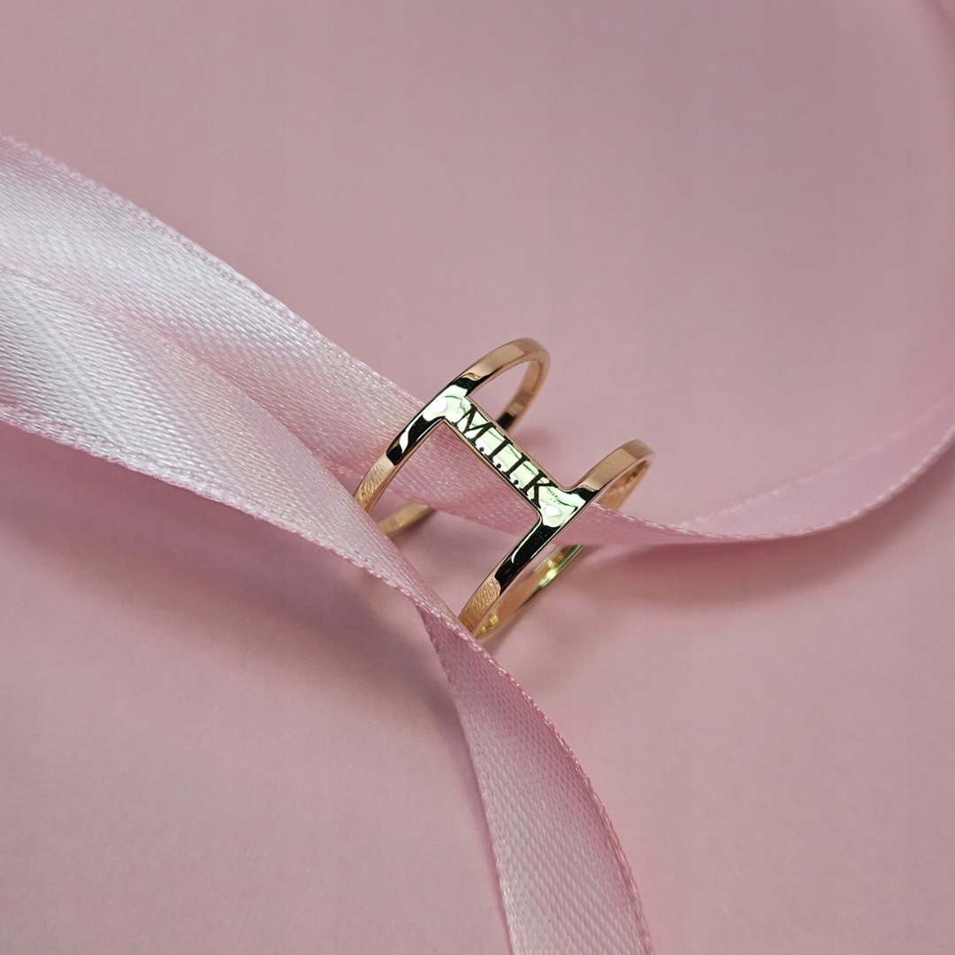 Zlatý prstýnek dvojitý prsten - pr. 585 - Allegro