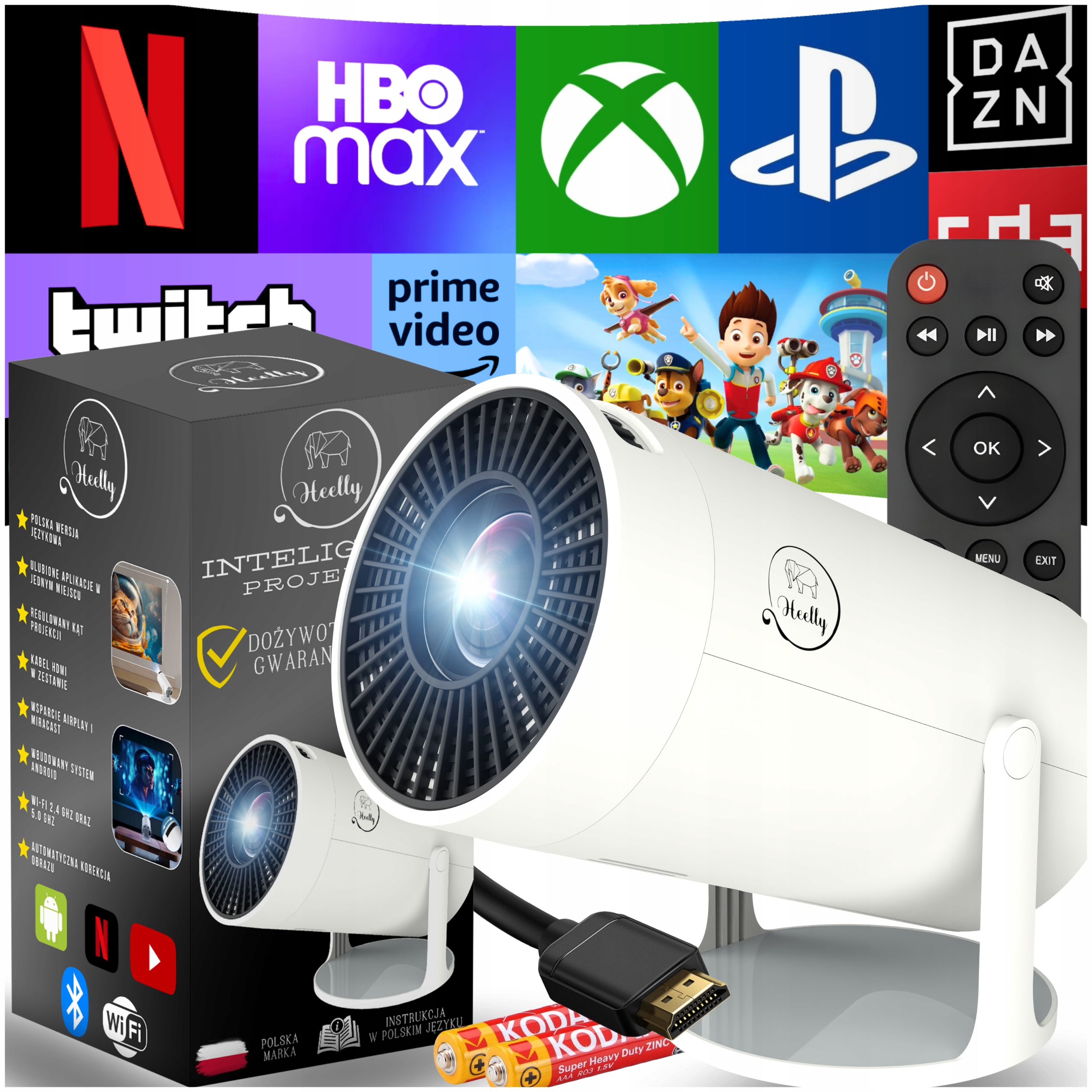 LED projektor Heelly Android 12 Otočný 4K MINI biely - Allegro