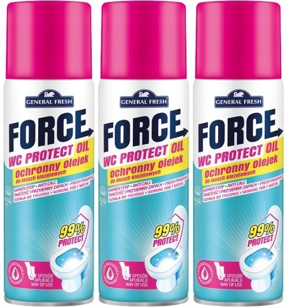 GENERAL FRESH FORCE OLEJEK OCHRONNY SPRAY DO WC do toalety 3 x 200 ml ...