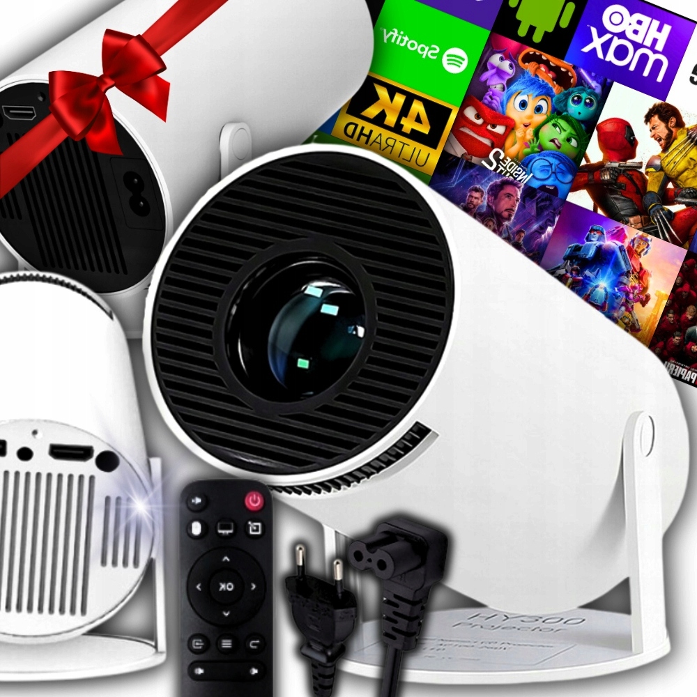 PROJEKTOR RZUTNIK ANDROID TV WIFI FULL HD PRZENOŚNY SMART GŁOŚNIK ...