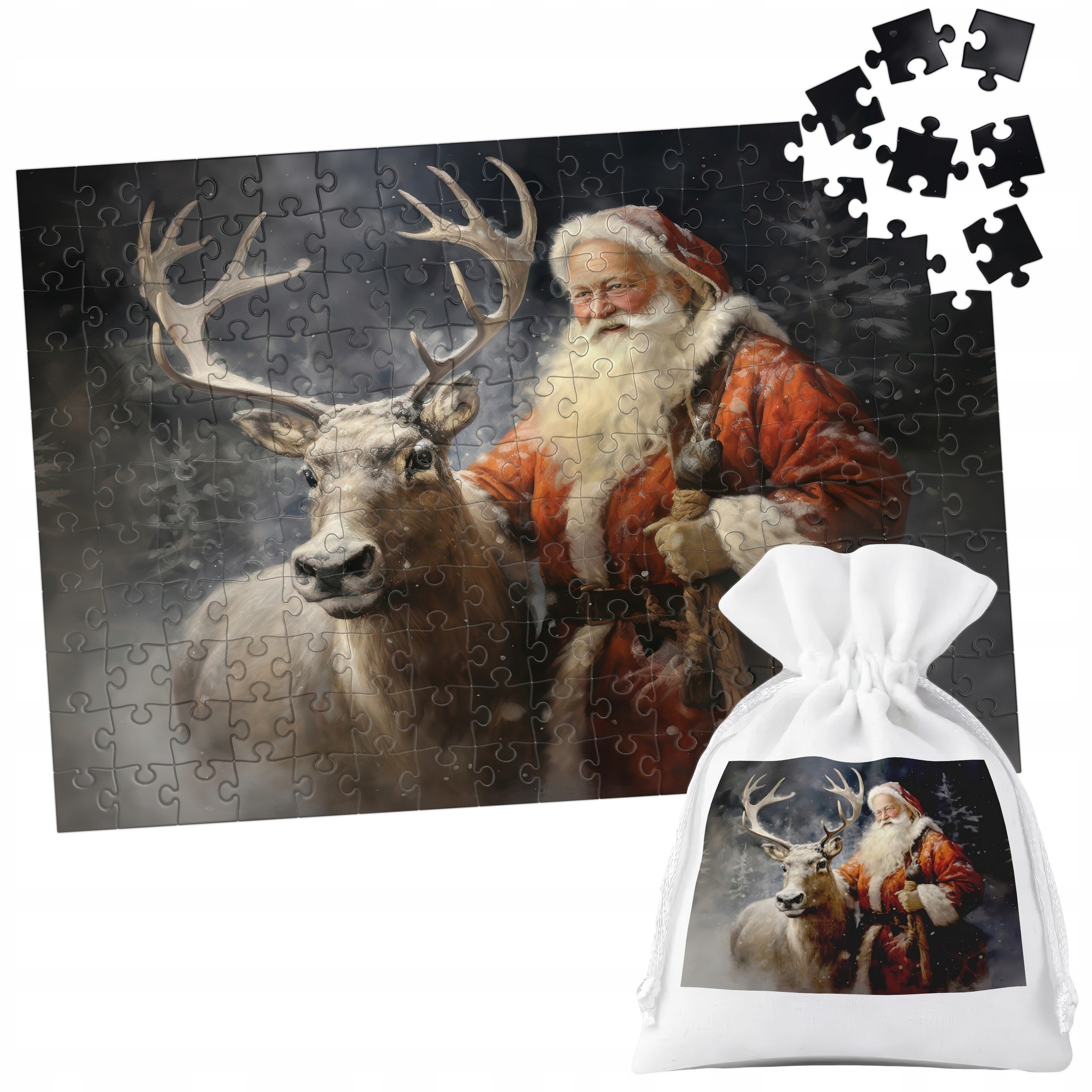 HAGYOMÁNYOS PUZZLE - KARÁCSONYI TÉLAPÓ RÉN SZARVAS AJÁNDÉK - 252 DB ...