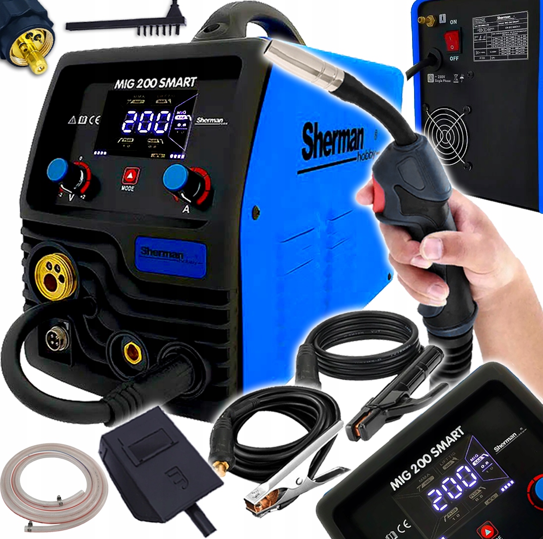 SPAWARKA migomat SHERMAN SMART MIG 200A Synergia MAG MMA TIG 230V INWERTOR (5903686618352 ...