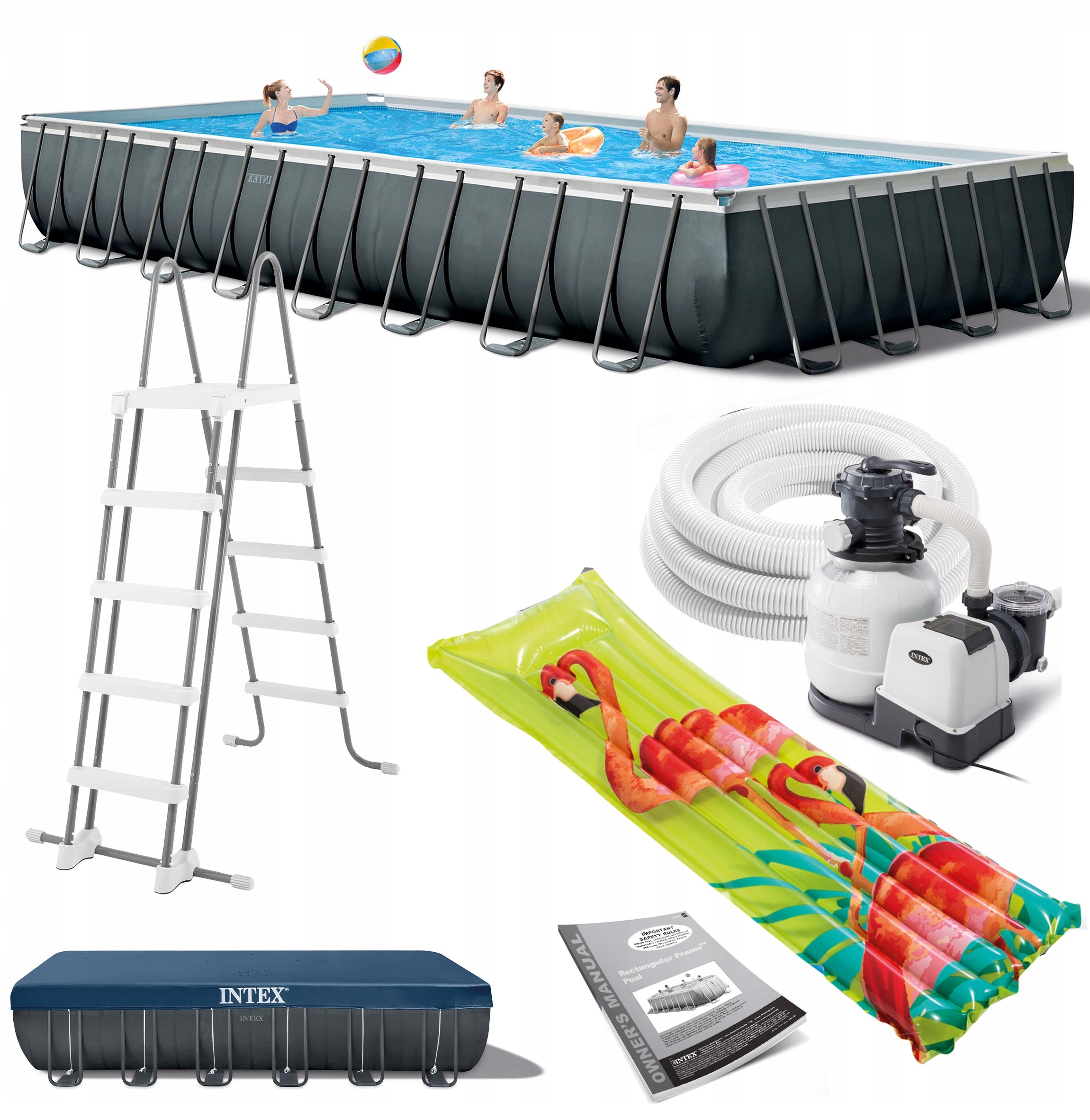 Basen ogrodowy stelażowy 975x488x132 Intex 26374 prostokątny duży basen ...