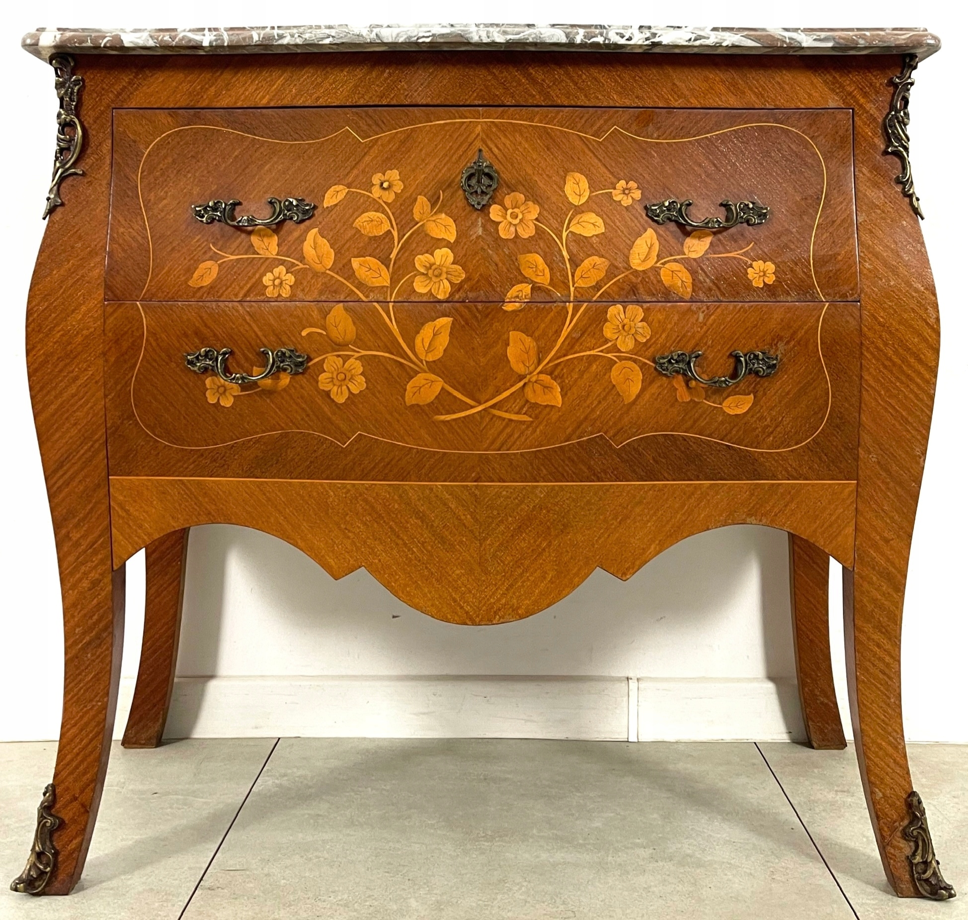 STYLOWA DĘBOWA KOMODA Z MARMUREM LUDWIK XV ROKOKO FRANCJA 1584 • Cena ...