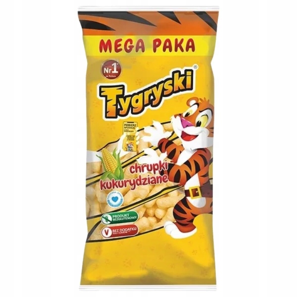 Chrupki Tygryski bezglutenowe kukurydziane rodzinne Mega Paka 230g ...