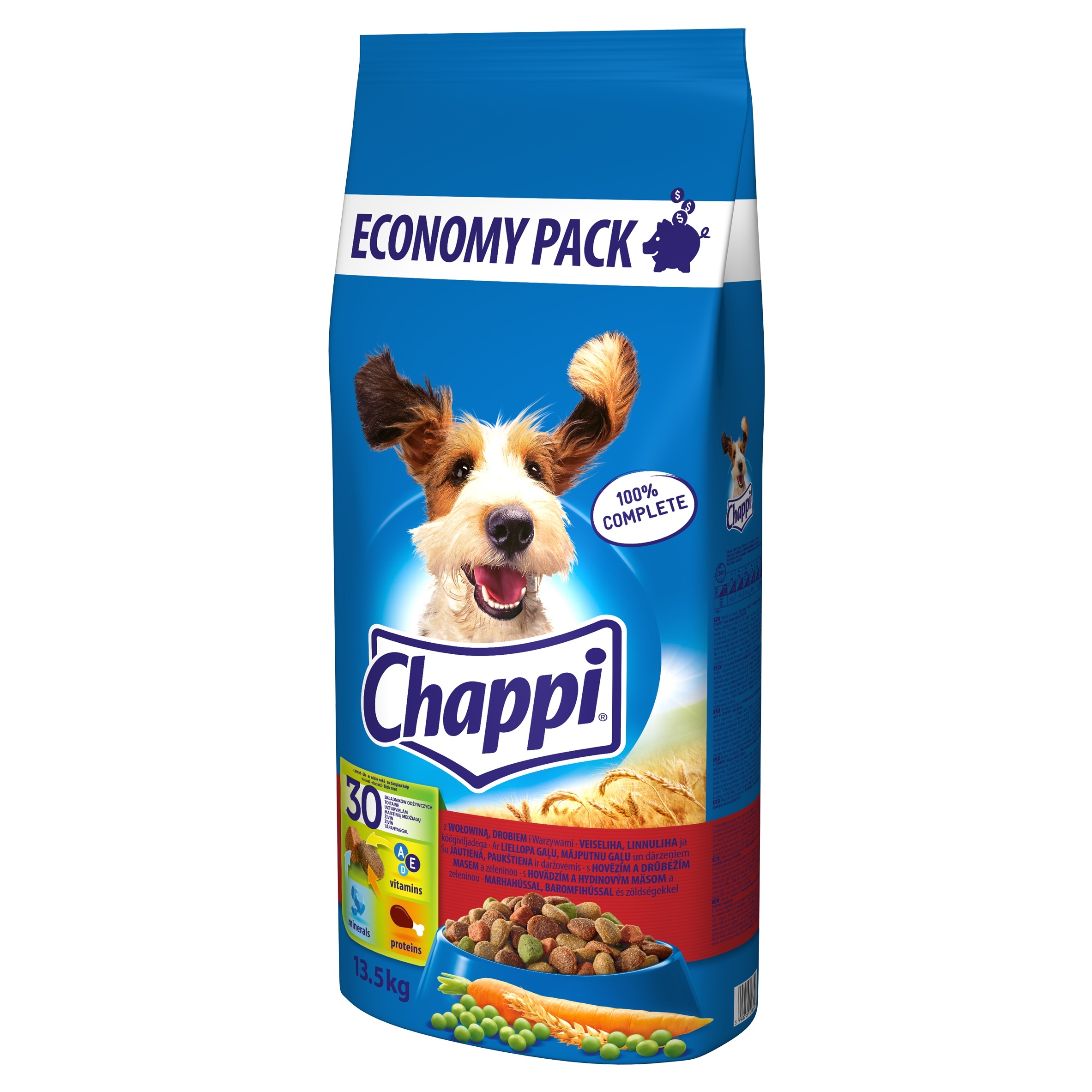 SUCHA KARMA CHAPPI DLA PSA - Z WOŁOWINA, DROBIEM I WARZYWAMI - 13,5KG ...