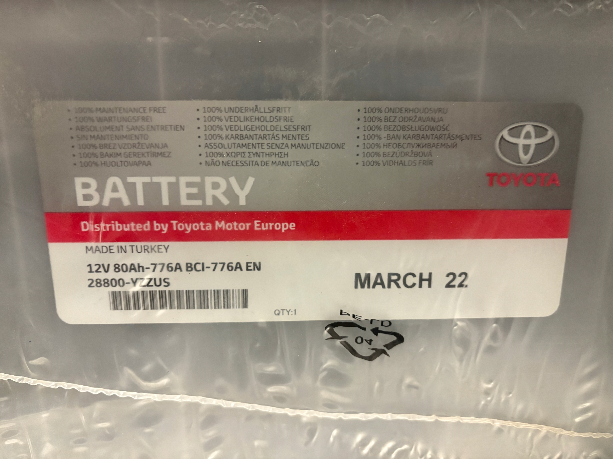 TOYOTA OE 28800-YZZUS AKUMULATOR RAV4 12-, LAND 20-, LEXUS RX 350, 200T ...