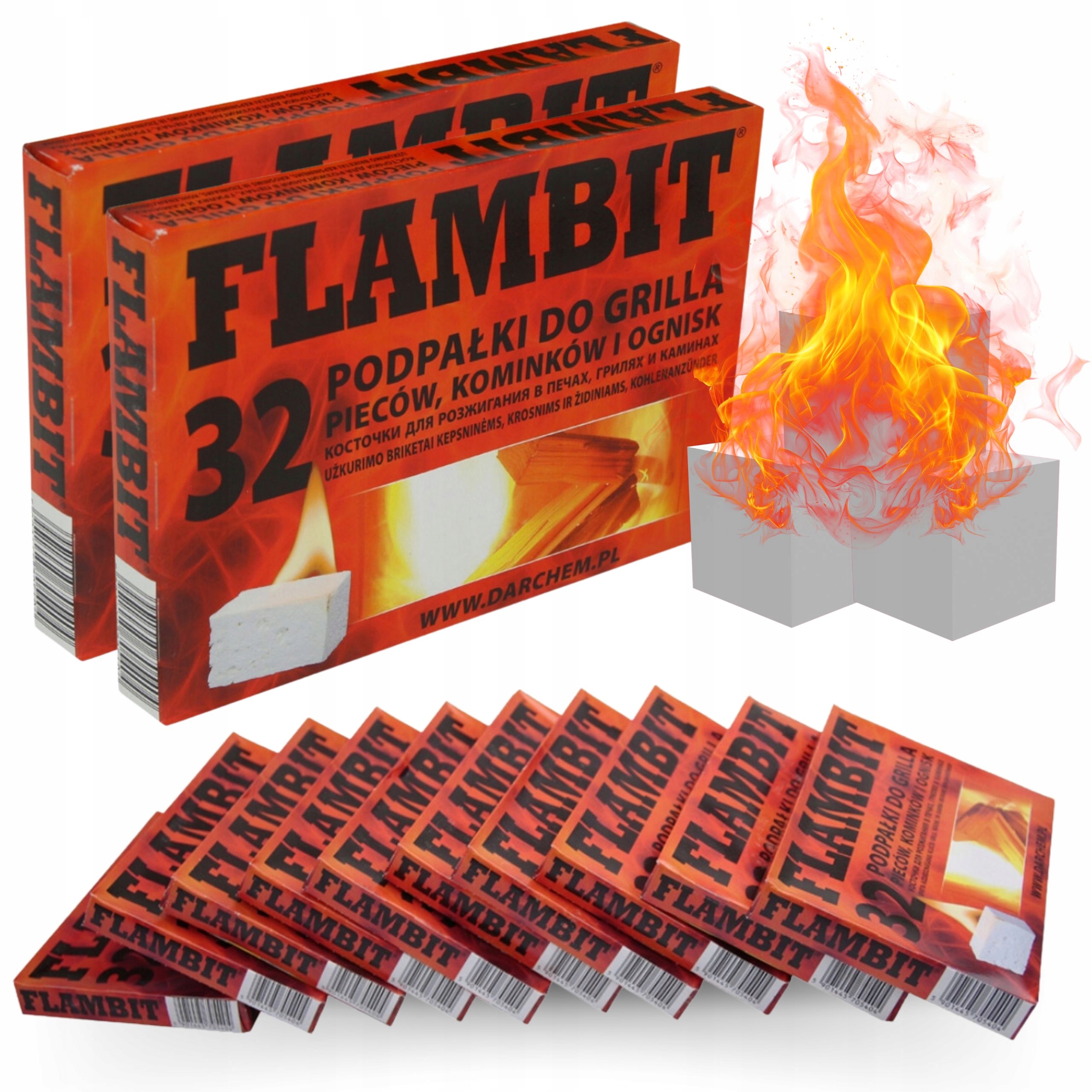 Podpałka Rozpałka Do Kominka Pieca Grilla Ogniska 1536 Kostek Flambit ...