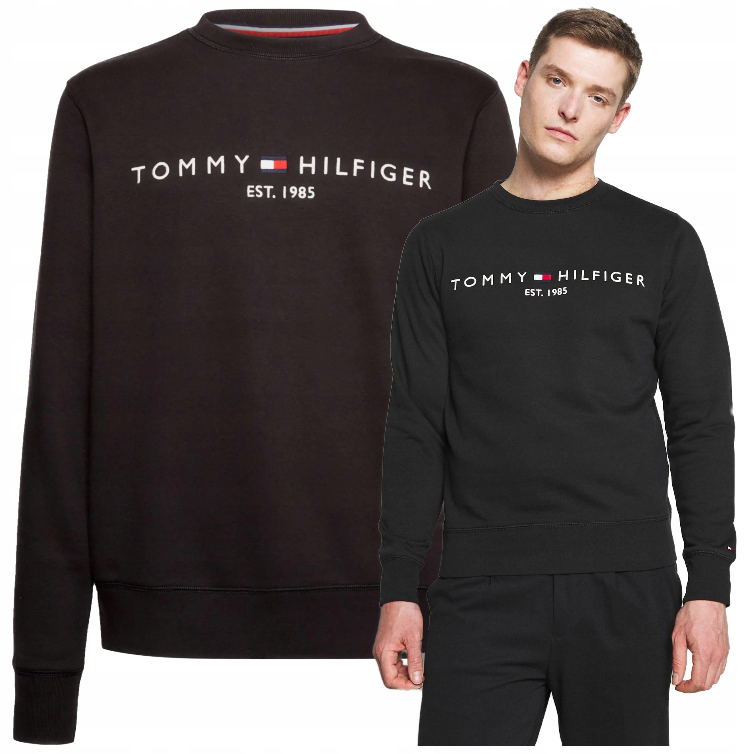 TOMMY HILFIGER Est 1985 Pánská Mikina Bez Kapuce Černá Premium vel. S ...