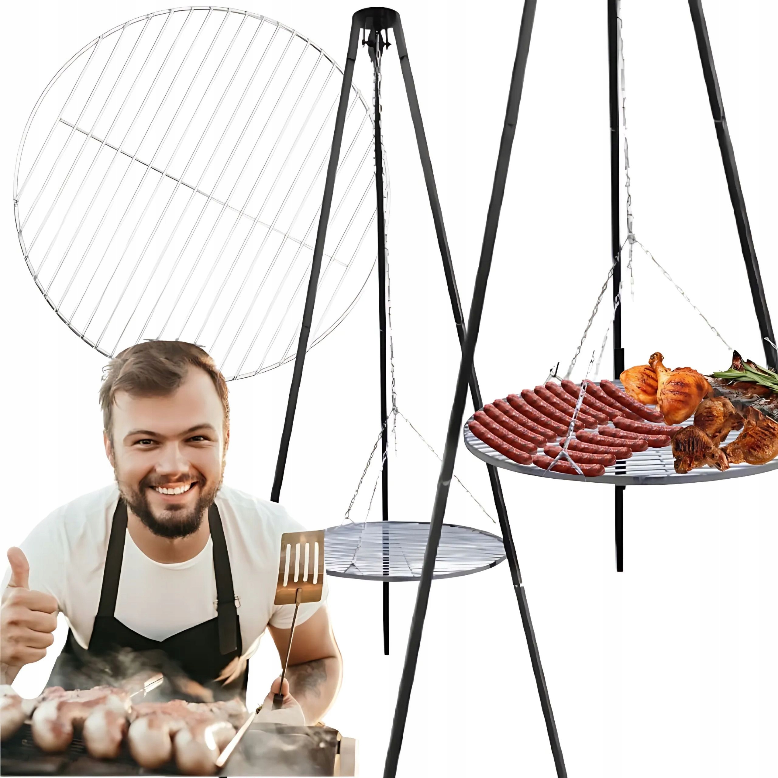 TRÓJNÓG Z RUSZTEM GRILL OGRODOWY DO PALENISK 50cm 150cm OGNISKA 1 ...