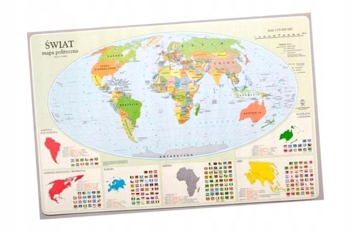 PODLOŽKA POLITICKÁ MAPA SVETA, ZACHEM za 10,75 € - Allegro