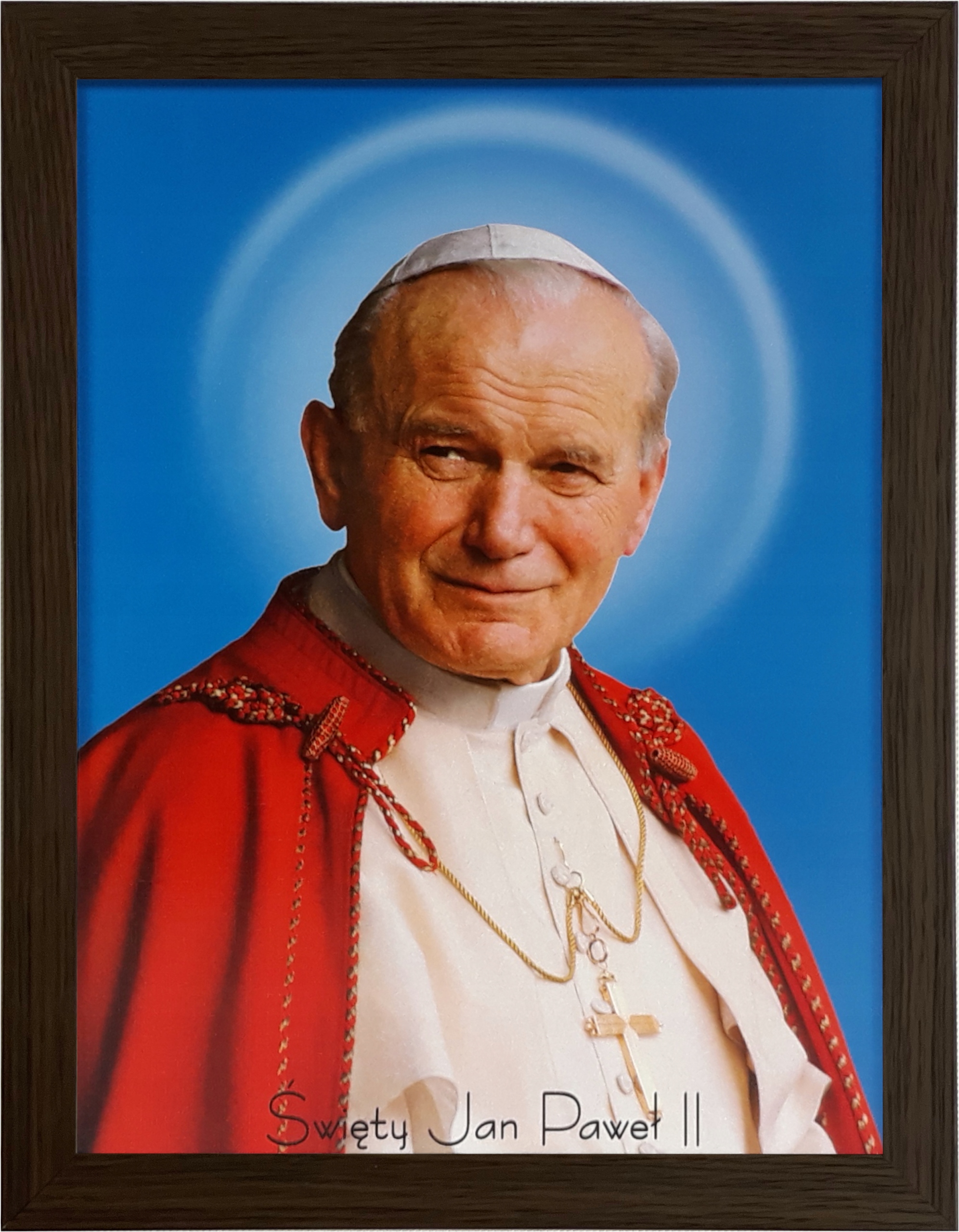 OBRAZ 45x35 PAPIEŻ ŚWIĘTY JAN PAWEŁ II RAMA WENGE • Cena, Opinie • Obrazy 13109948489 • Allegro