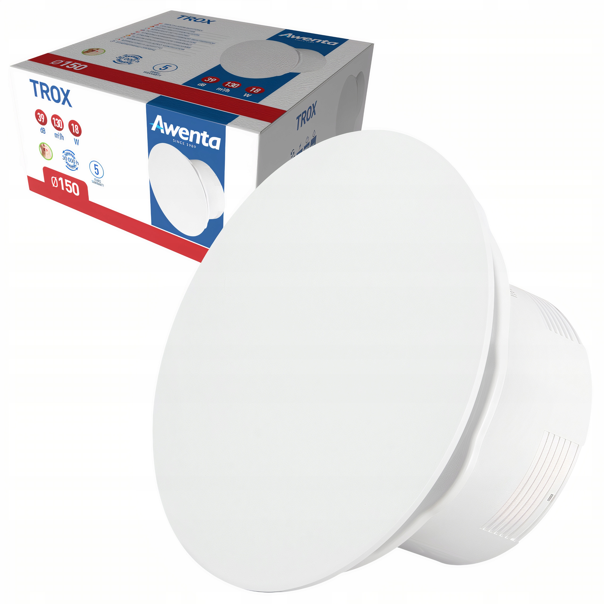 Wentylator sufitowy łożyskowy AWENTA WXT150 Biały Timer 150mm ...