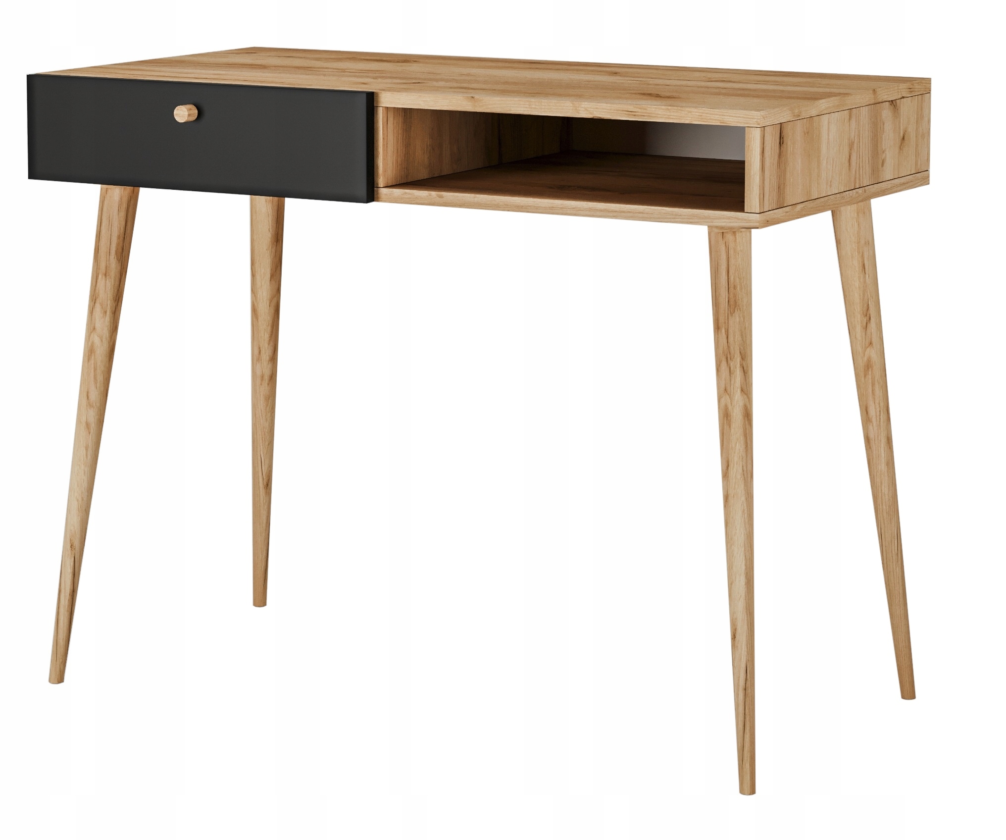 Biurko toaletka Z SZUFLADĄ DĄB CZARNE skandynawski • Cena, Opinie ...