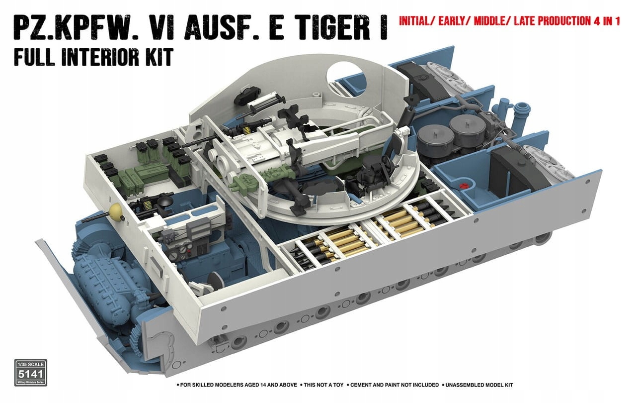 RFM 5141 Tiger I Initial/Early/Middle/Late Production Ful Interior Set 1/35 (4897062622297 ...