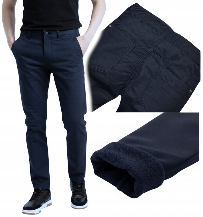 RIVE Spodnie chłopięce GRANAT wizytowe eleganckie OCIEPLANE polarem r ...