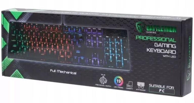 KLAWIATURA GAMINGOWA BATTLETRON MECHANICZNA Z PODŚWIETLENIEM LED ...