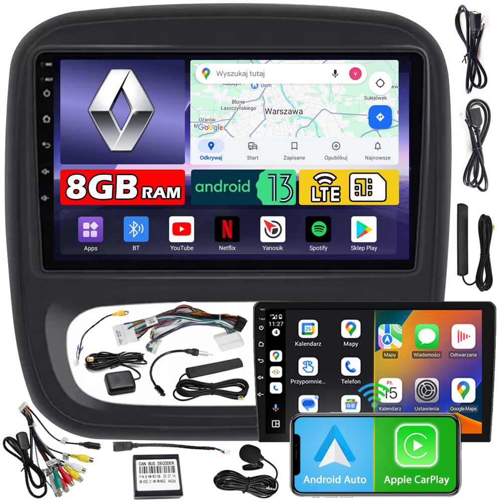 RADIO SAMOCHODOWE NCS ZQ9 RENAULT TRAFIC 3 III 2014-2021 ANDROID 8GB ...