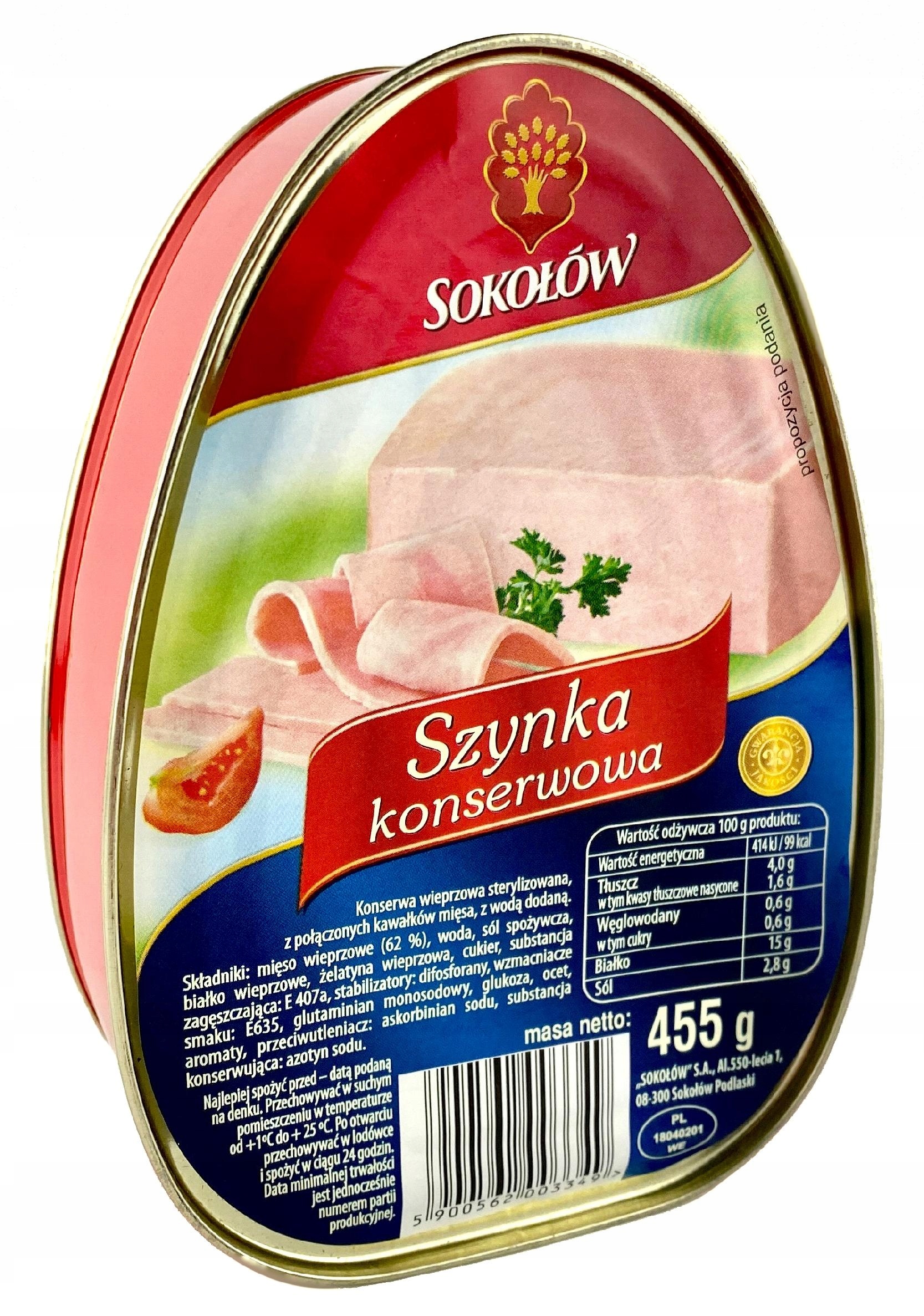 SZYNKA KONSERWOWA WIEPRZOWA 455G SOKOŁÓW (5900562003349) • Cena, Opinie • Konserwy mięsne ...