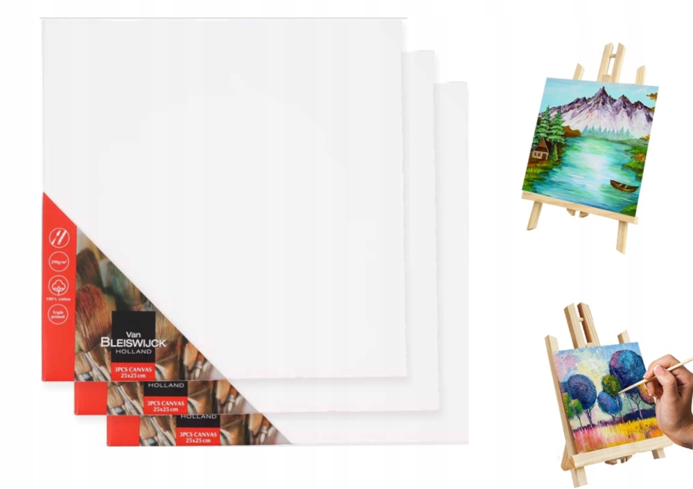 DUŻY ZESTAW 3x PŁÓTNO MALARSKIE PODOBRAZIE 25x25 • Cena, Opinie ...